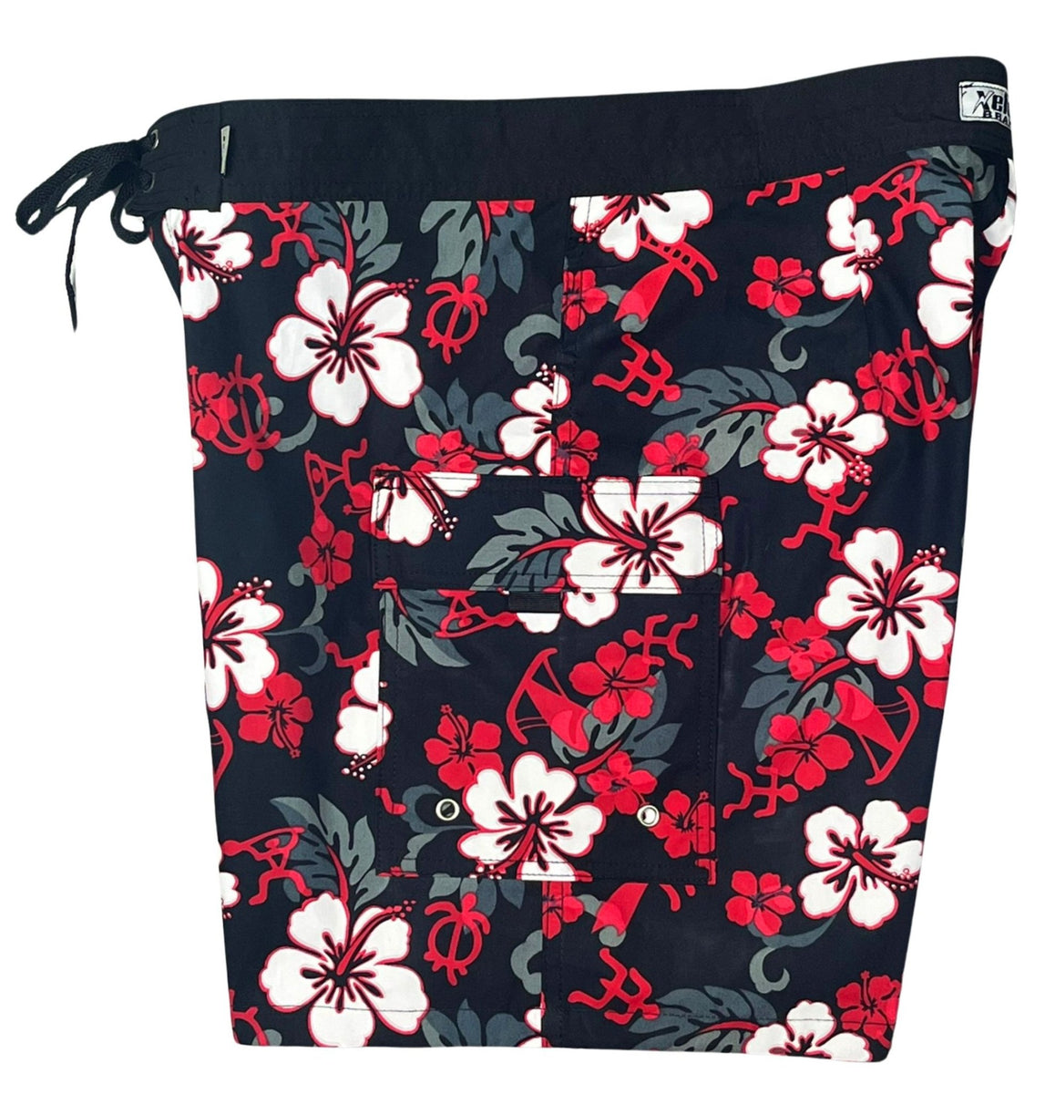 "Memory Lane" (Black) 100% Cotton Men's Double Cargo Board Shorts ...