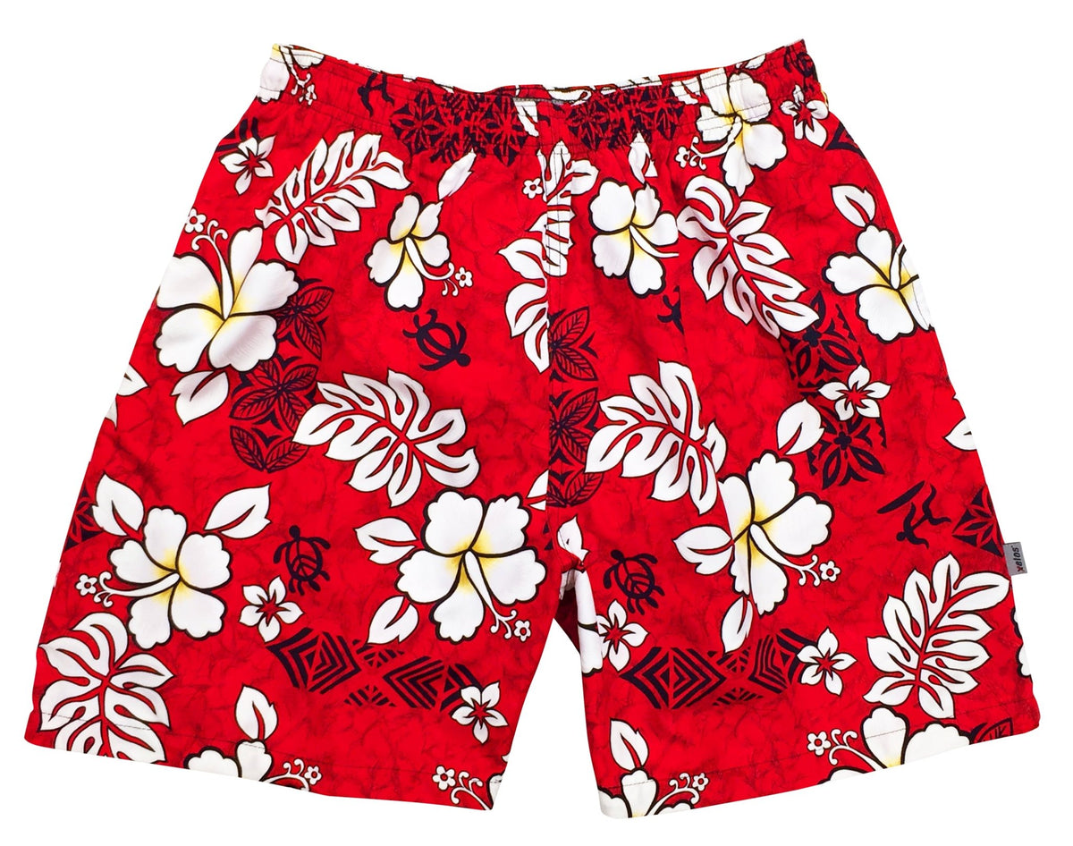 "Tribal Council" (Red) Men's Swim Trunks (with mesh liner / side ...