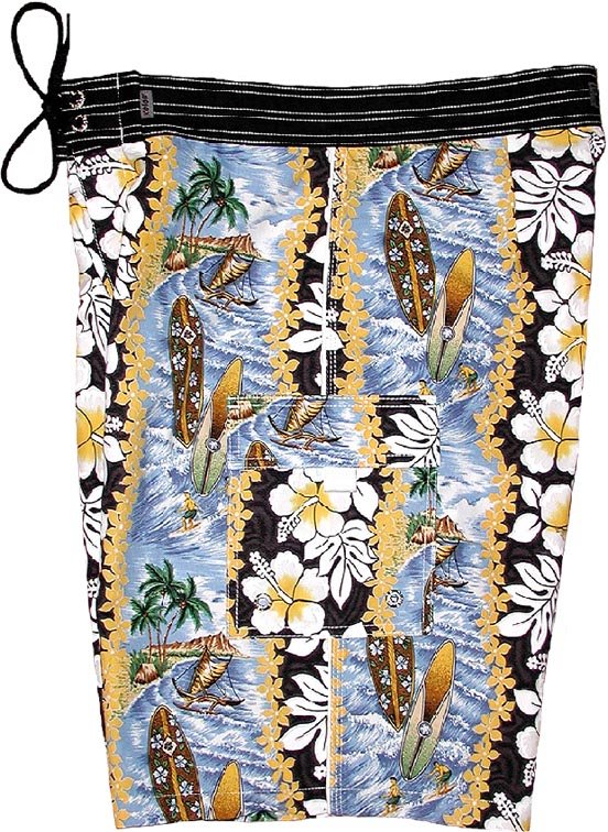 "Bonus Round" (Charcoal) 20"-27" Double Cargo Pocket Men's Board Shorts ...